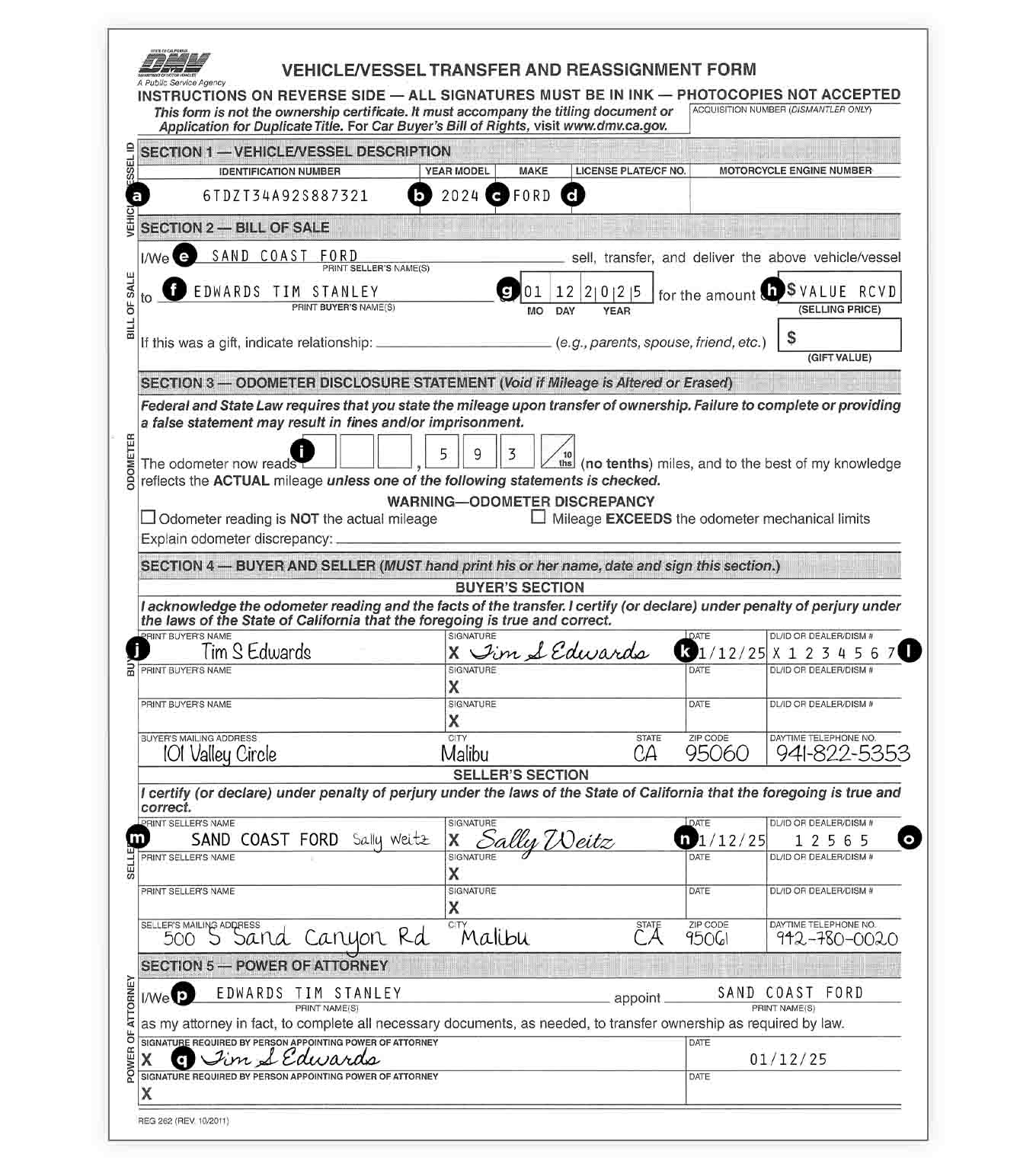 Postreg 262 Vehiclevessel Transfer And Reassignment Form